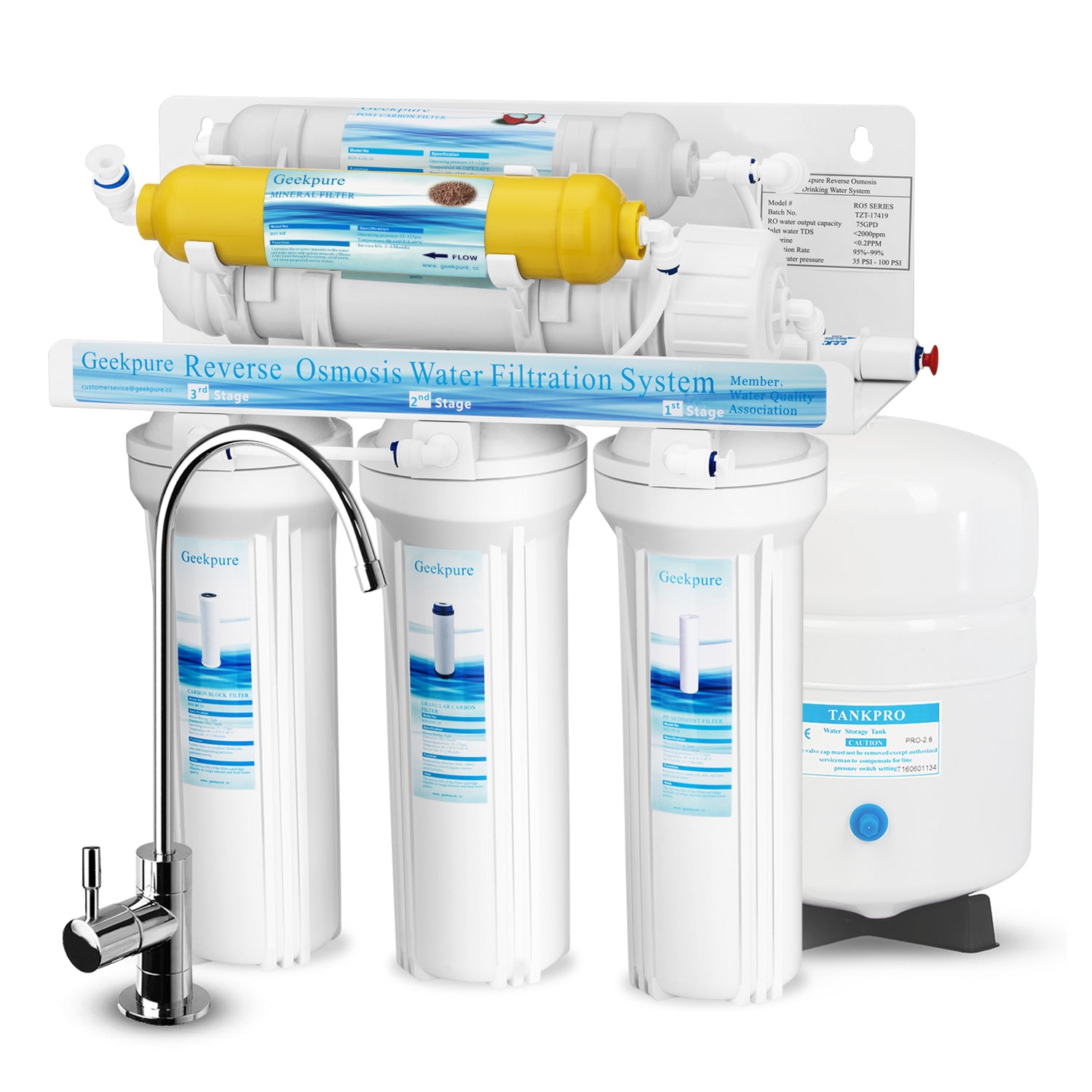 6-Stage Reverse Osmosis Water Filter System with Various Mineral Filte ...
